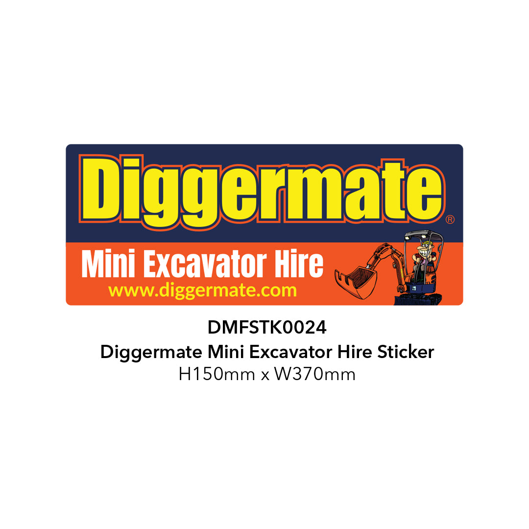 Diggermate Mini Excavator Hire Sticker - Site Dumper 150mm x 370mm ...