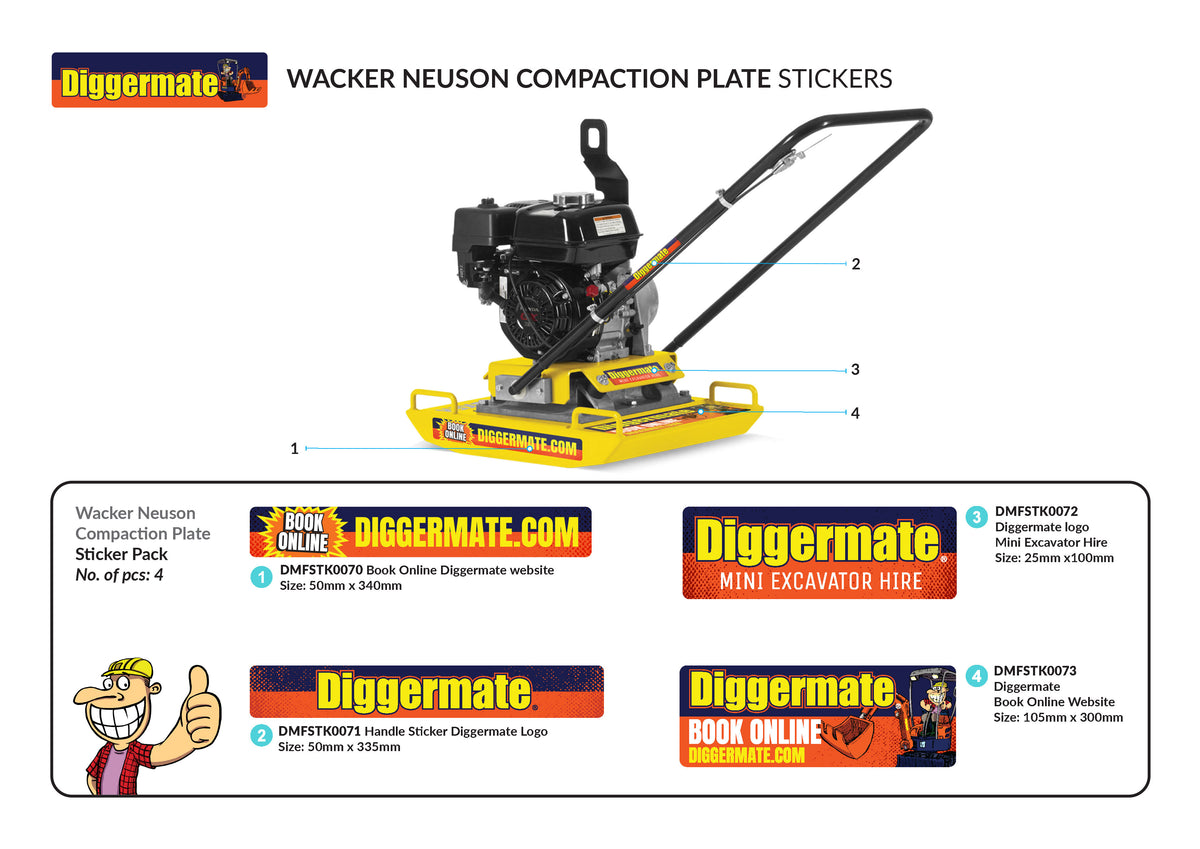 VPH70 Compaction Plate - Machine Sticker Pack – Diggermate Franchising ...